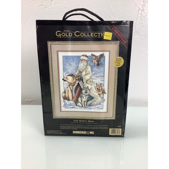 Dimensions | Office | Vtg Dimensions The North Wind Santa Cross Stitch ...